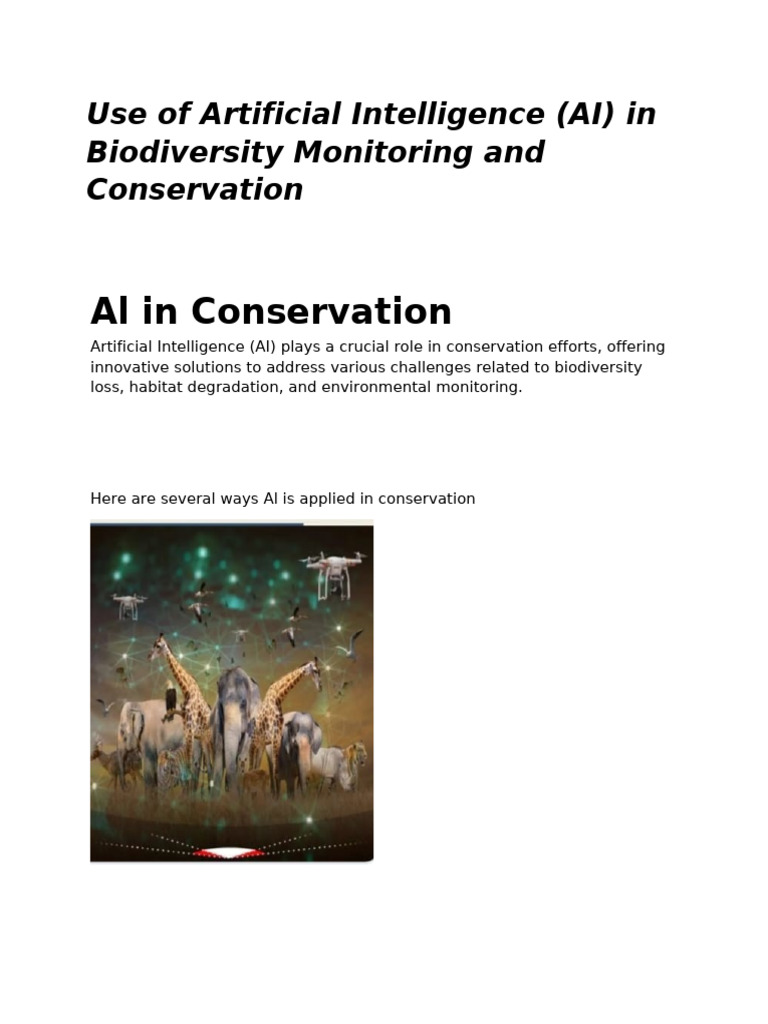 AI Innovations in Biodiversity Conservation | PDF | Conservation ...
