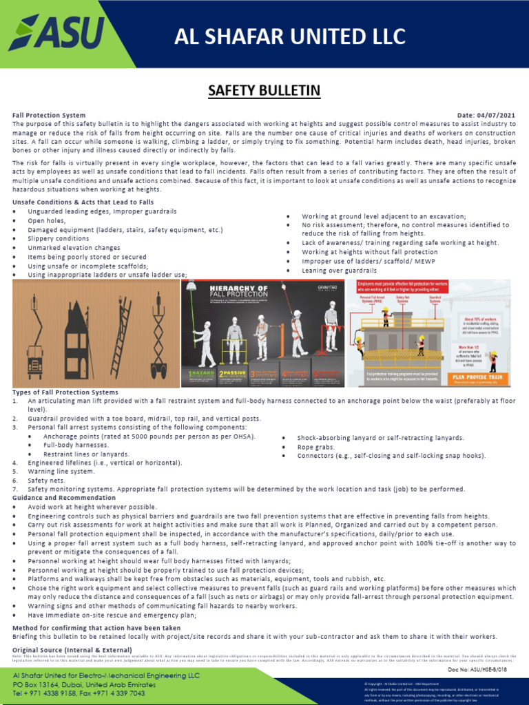 HSE Bulletin 018 - Fall Protection System | PDF | Safety | Working ...