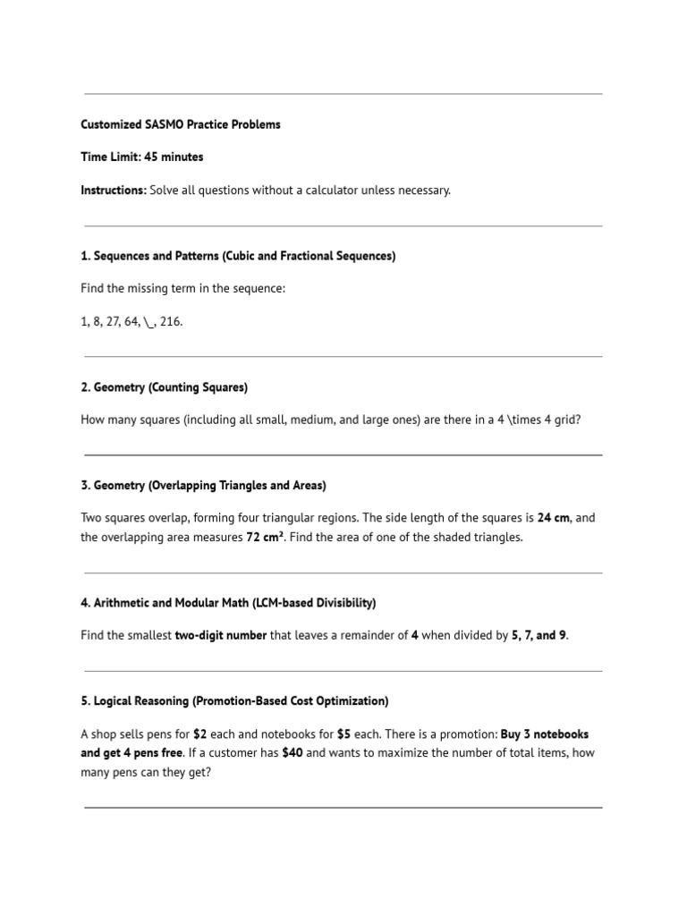 Sasmo practise_16 Mar | PDF