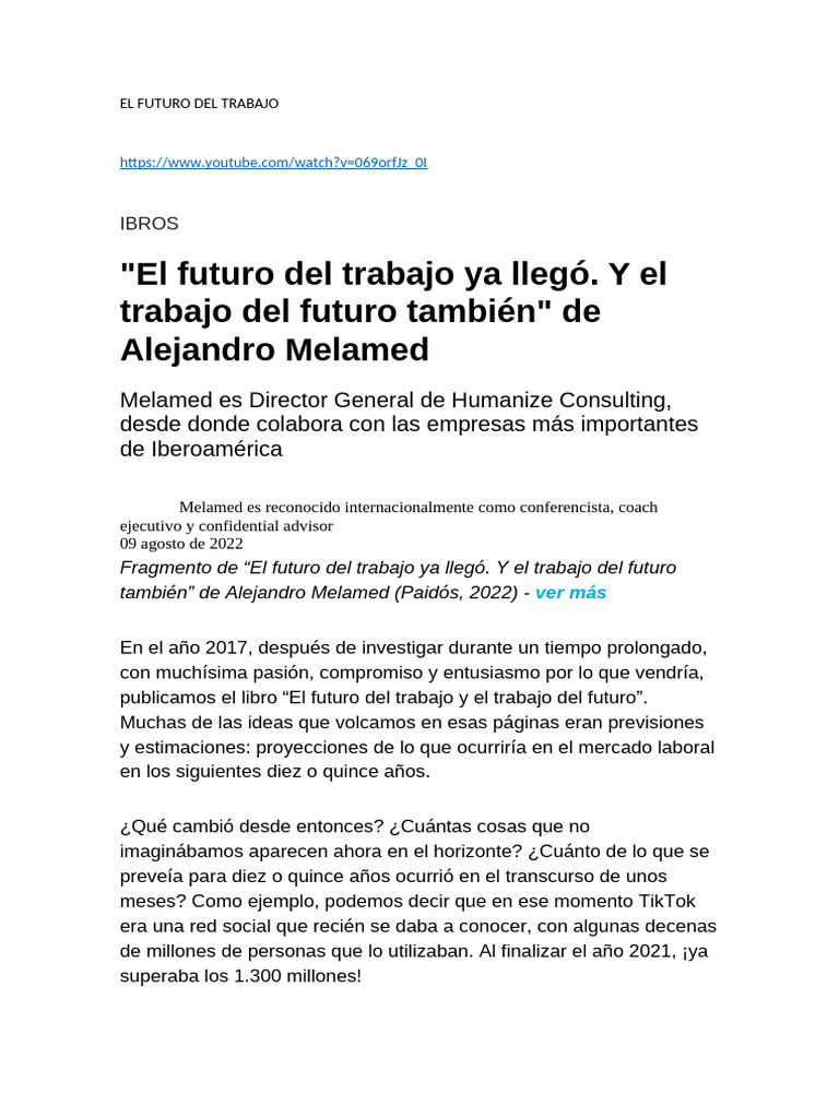 El Futuro del Trabajo: Transformaciones Clave | PDF | Realidad