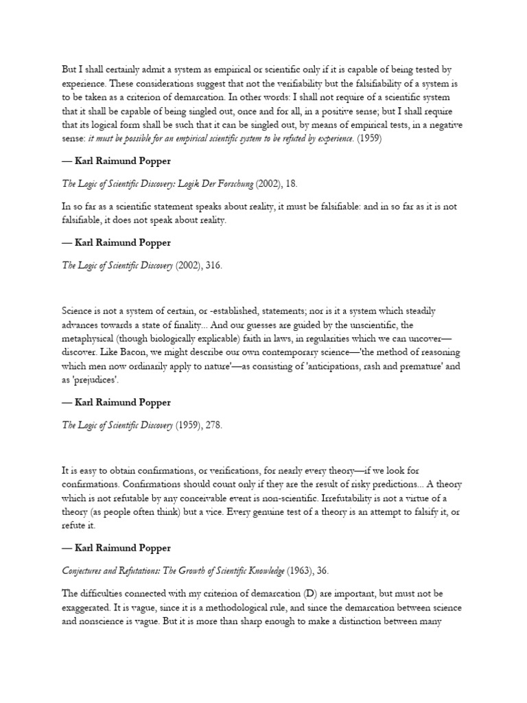 Karl Popper - Falsifiability - Quotes | PDF | Falsifiability | Karl Popper