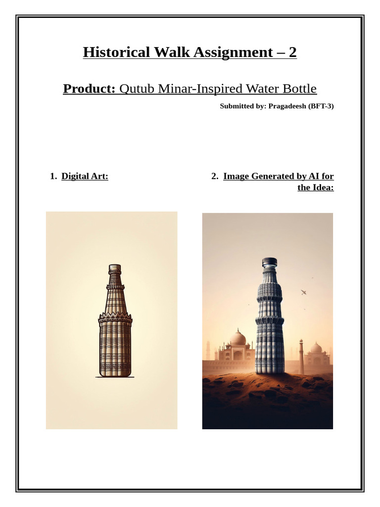Qutub Minar Inspired - Water Bottle | PDF