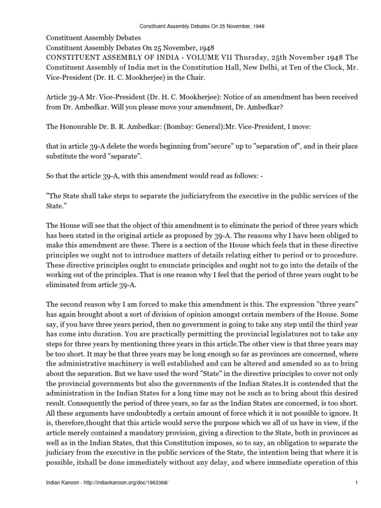 Constituent Assembly Debates On 25 November 1948 | PDF | Constitution ...