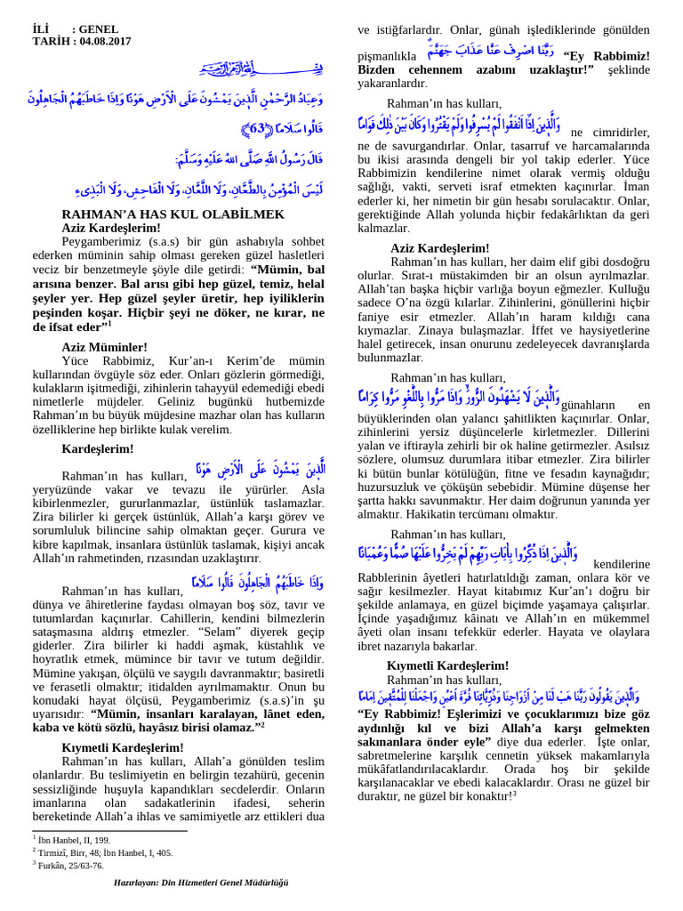 Rahmana Has Kul Olabilmek | PDF
