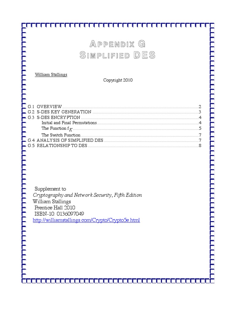 Simplified Des Pdf Key Cryptography Cryptography