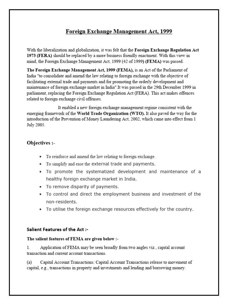 Foreign Exchange Management Act | PDF | Business | Private Sector