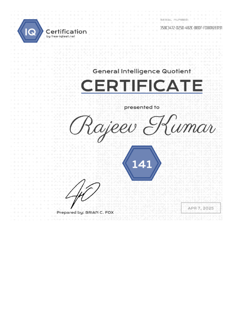 IQ certificate | PDF