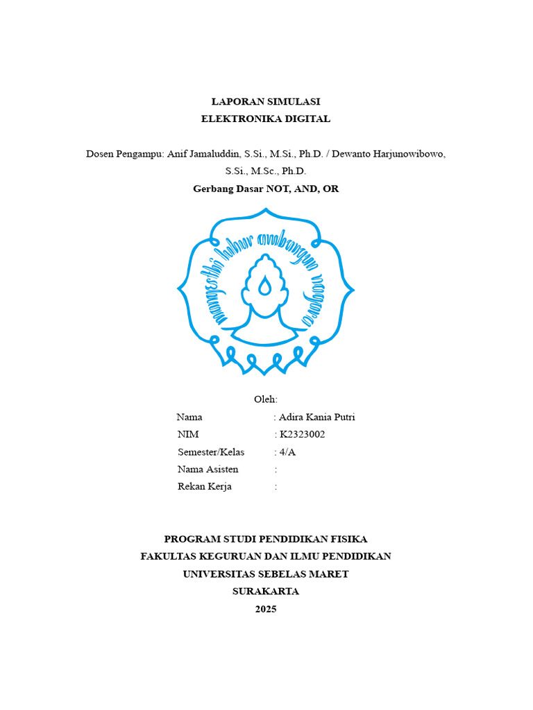 Adira Kania Putri - K2323002 - Gerbang Dasar NOT, And, or | PDF