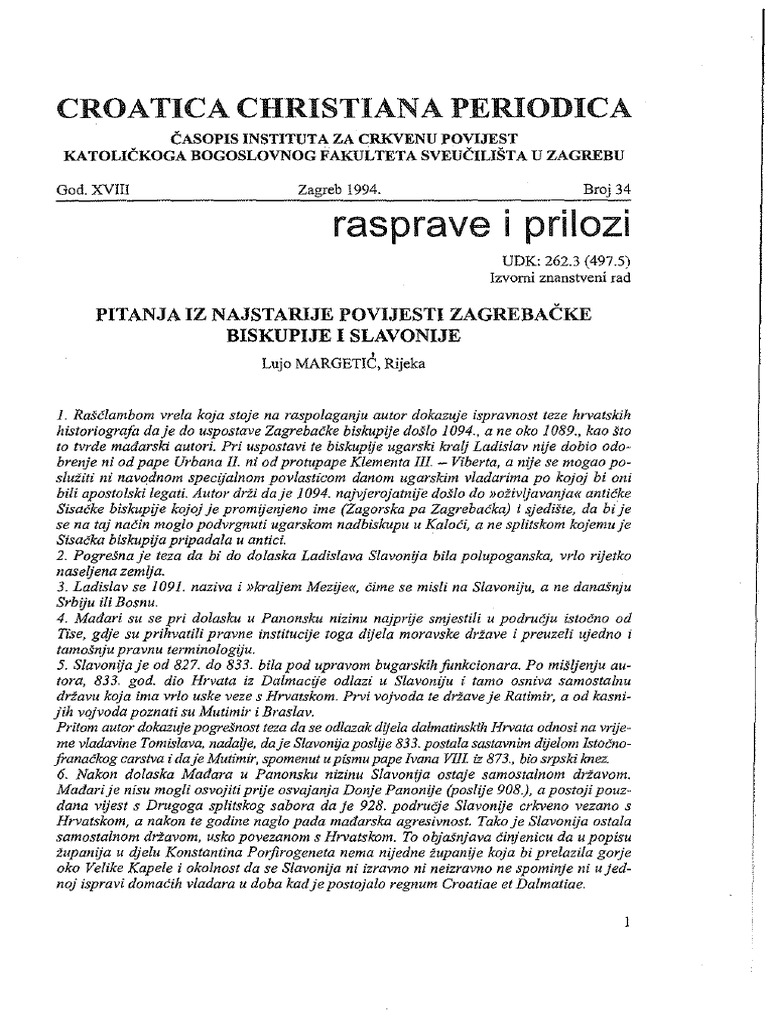 Margetic Pitanja Iz Najstarije Povijesti 1994 | PDF