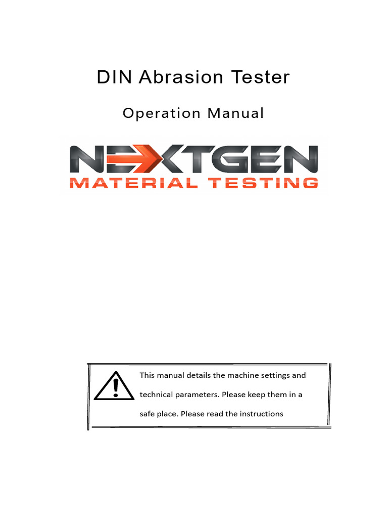 Gendin Instruction Manual Nextgen Material Testing Inc Pdf Wear Safety