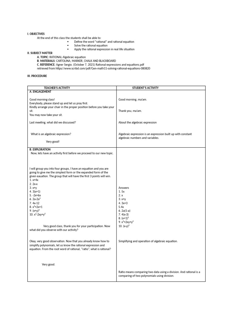 Rational Expression and Equation | PDF | Polynomial | Factorization