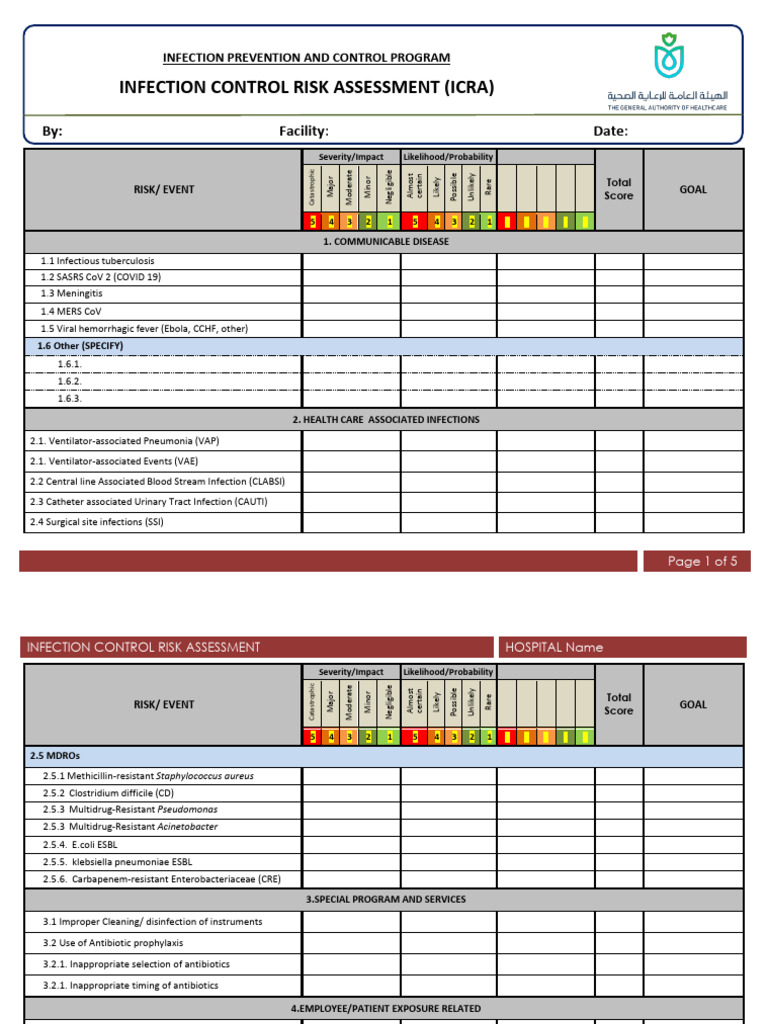 001a IC Risk Assessment ICRA | PDF | Infection | Diseases And Disorders