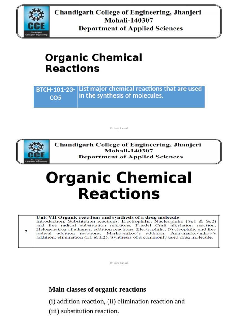 Organic Reactions Notes | PDF | Chemical Reactions | Radical (Chemistry)