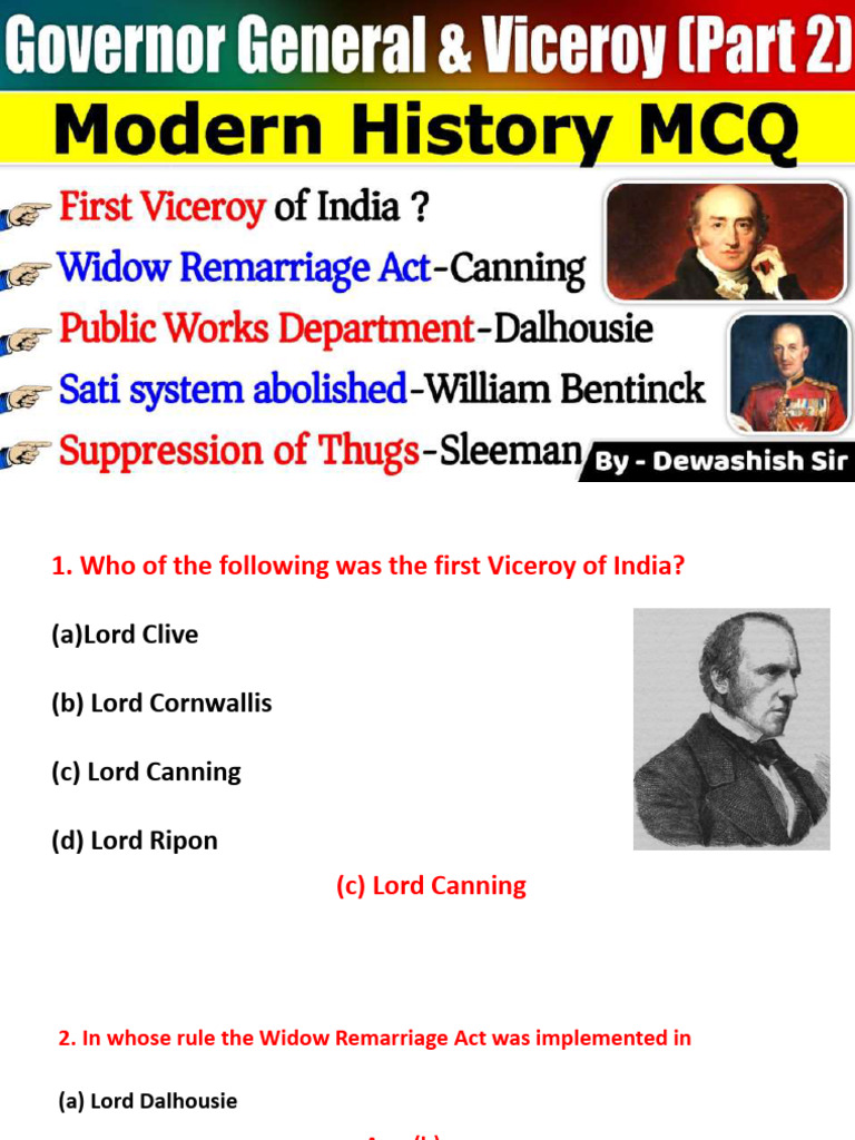 Key Viceroys and Acts in India | PDF | British Raj | British India