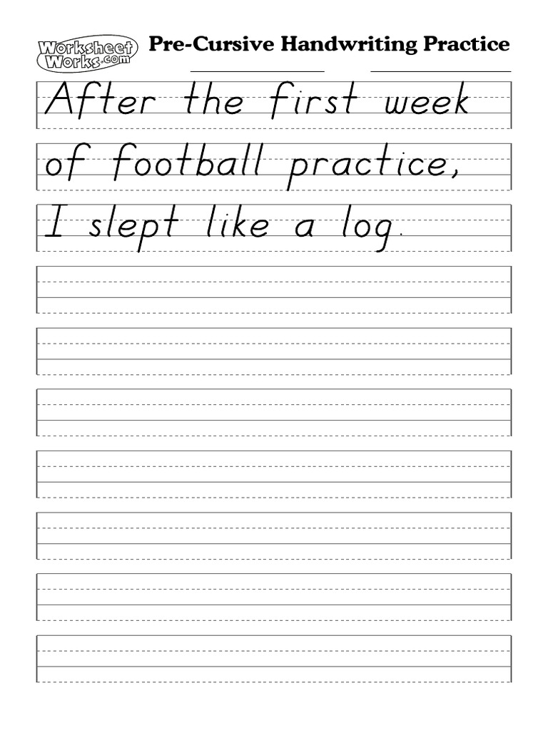 Pre-Cursive Handwriting Practice Sheets | PDF