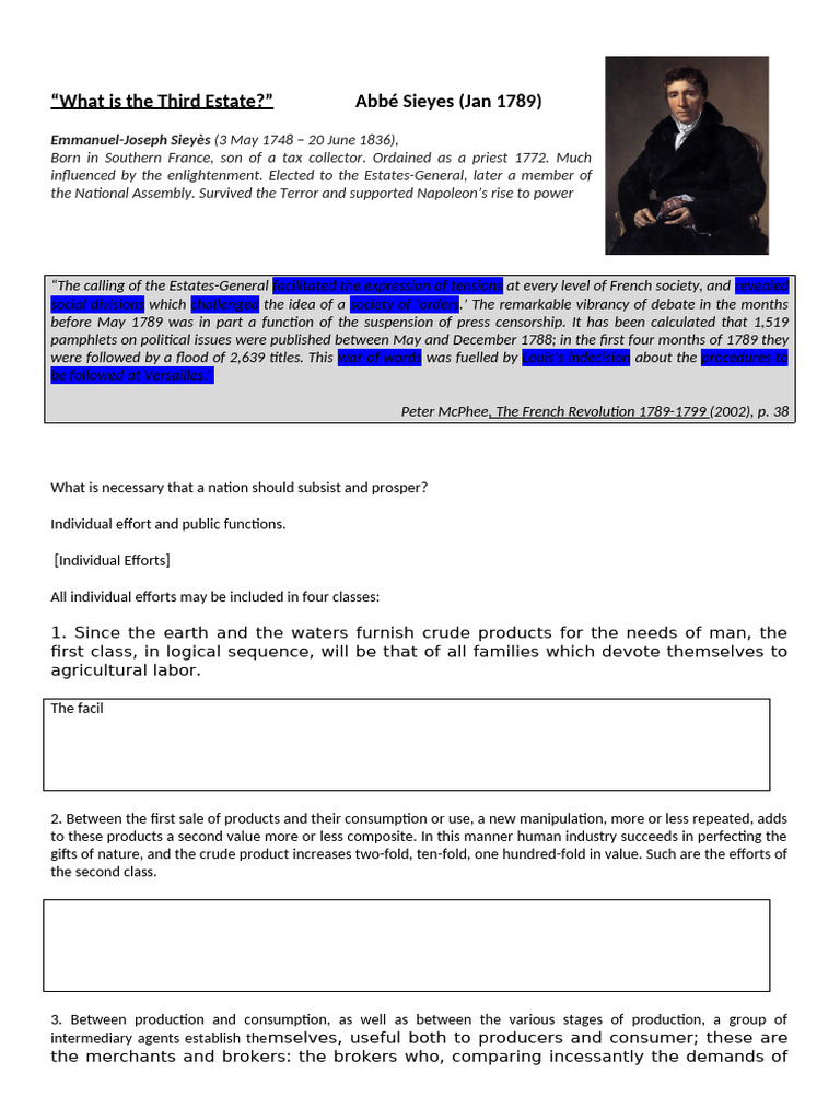 The Role of the Third Estate | PDF