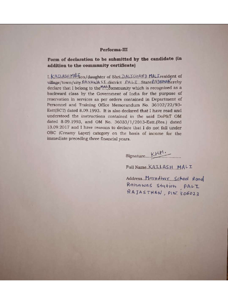 Obc Undertaking in KB | PDF