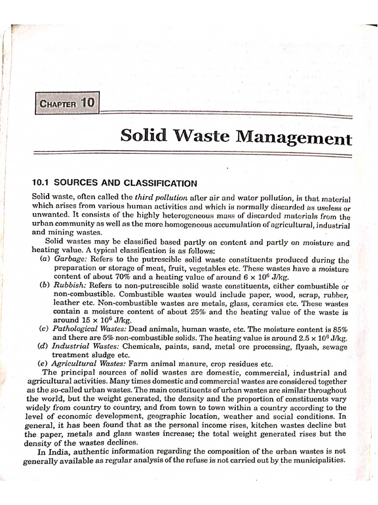 Solid Waste Management - Introduction - CS Rao | PDF
