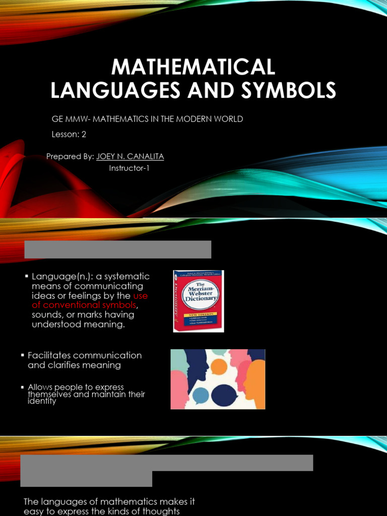 Mathematical Languages - Lesson 2 | PDF