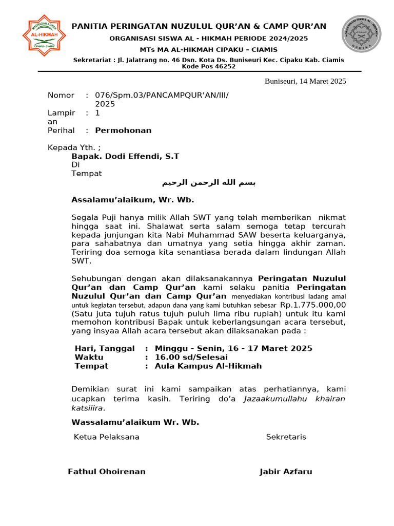 Surat Pak Dodi | PDF