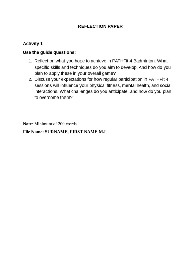 Activity 1 - Badminton 1 | PDF