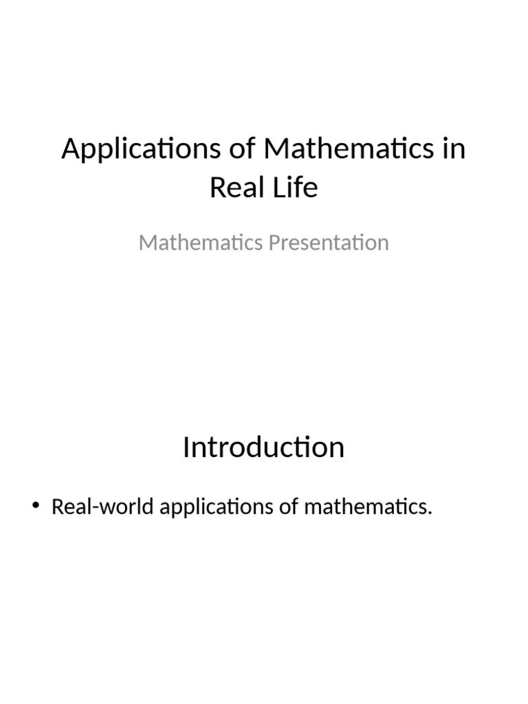 Applications of Mathematics in Real Life | PDF