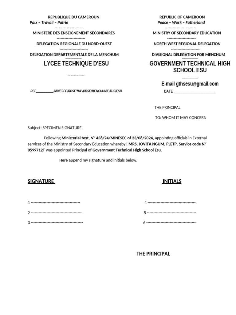 Specimen Signature Submission Form | PDF