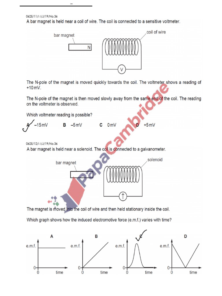 2019J Electromagnetic Induction Igcse Mult | PDF