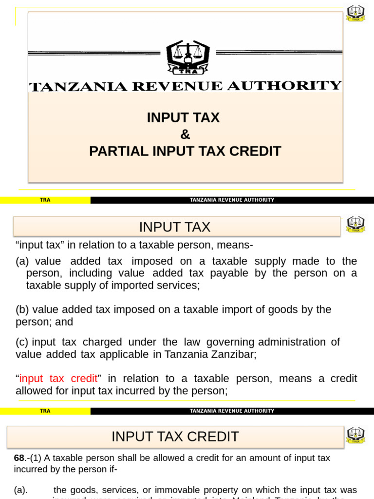 Tanzania Input Tax Credit Guidelines | PDF | Taxes | Value Added Tax