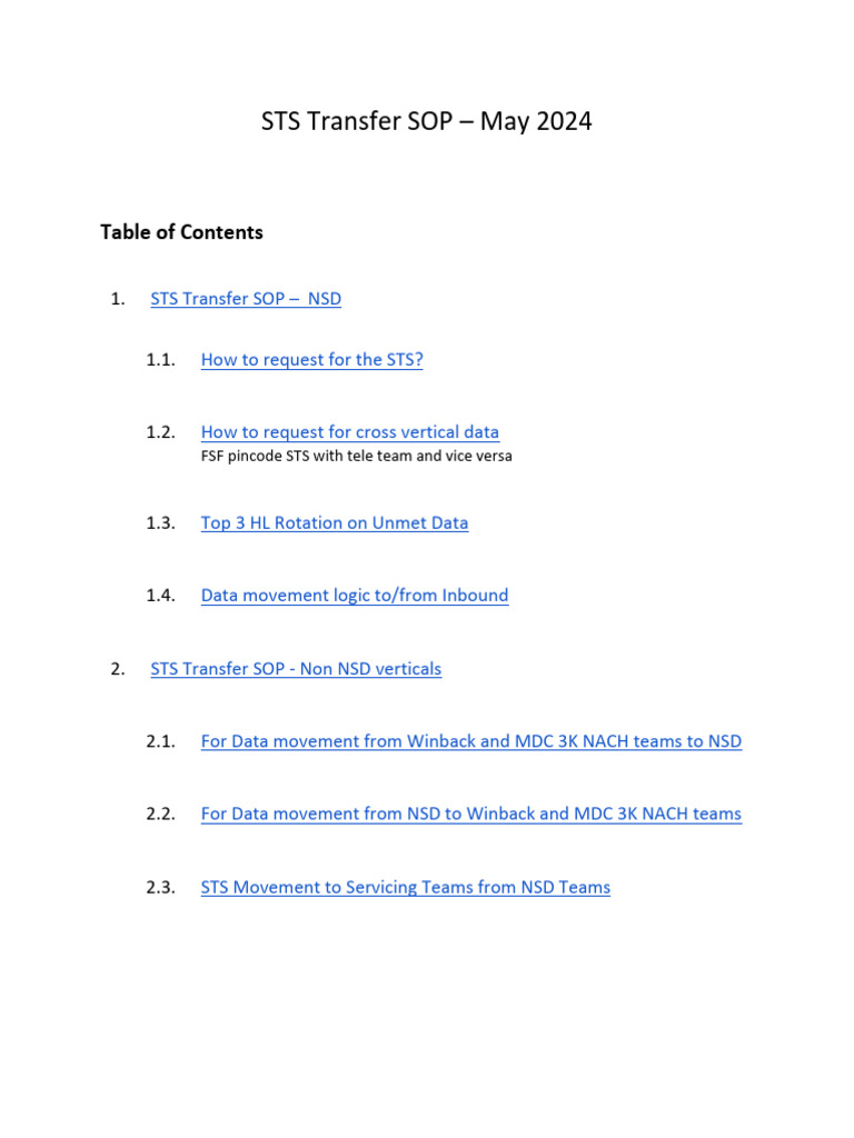 STS Transfer SOP Guidelines 2024 | PDF | Personal Identification Number