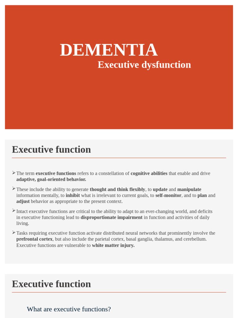 Dementia | PDF | Executive Functions | Working Memory