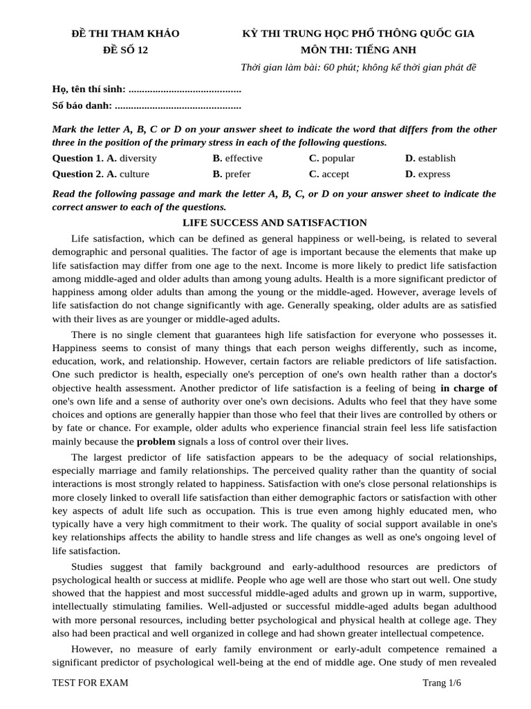English Exam Sample Paper 12 | PDF | Wedding | Bride