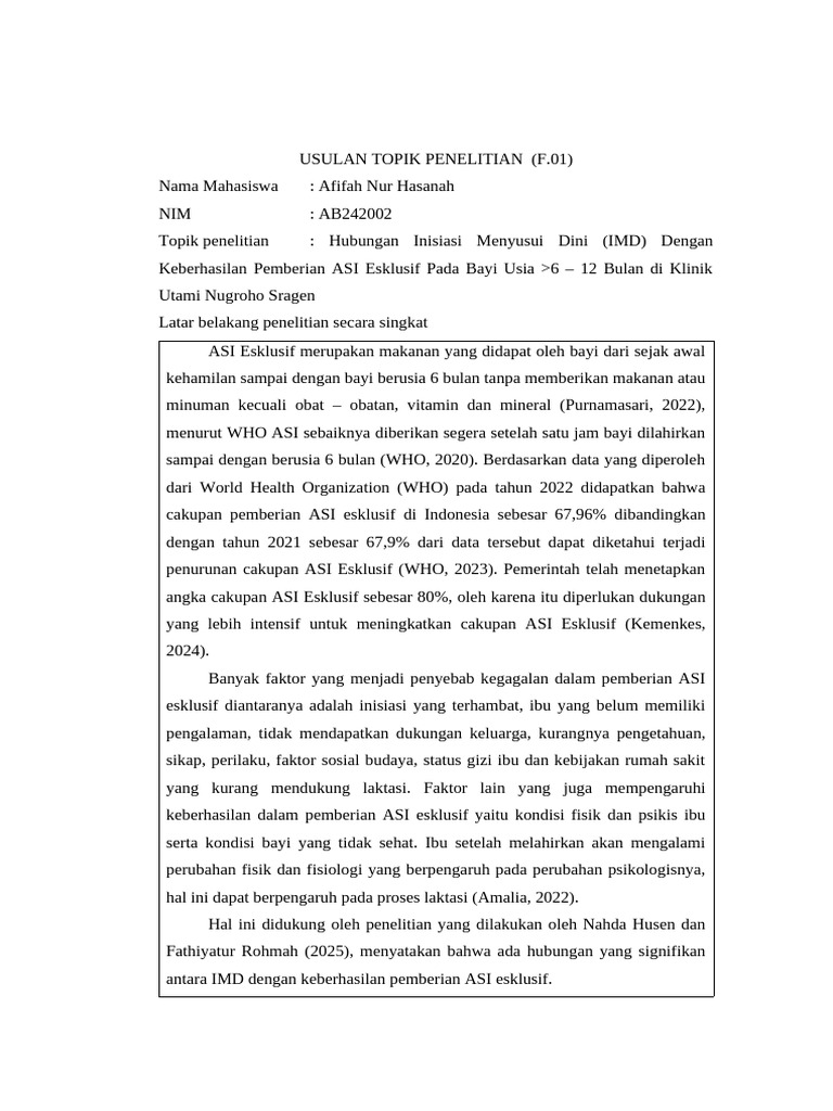 Usulan Topik Penelitian (F.01&F.02) | PDF