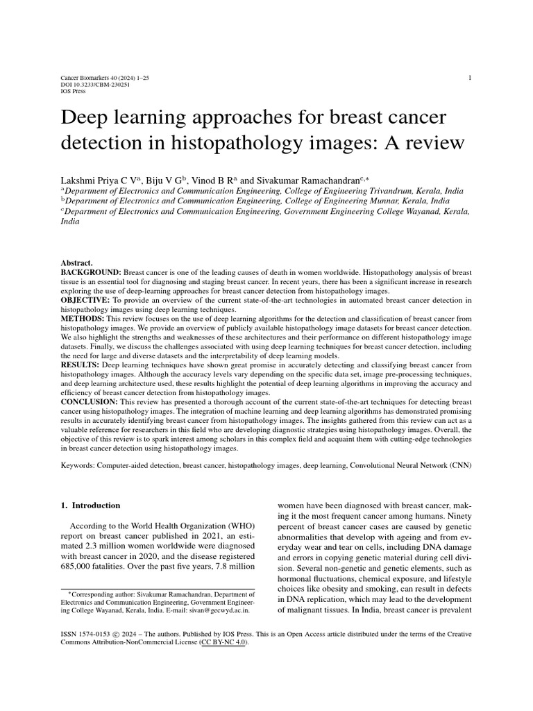 Deep learning approaches for breast cancer | PDF | Deep Learning | Image Segmentation