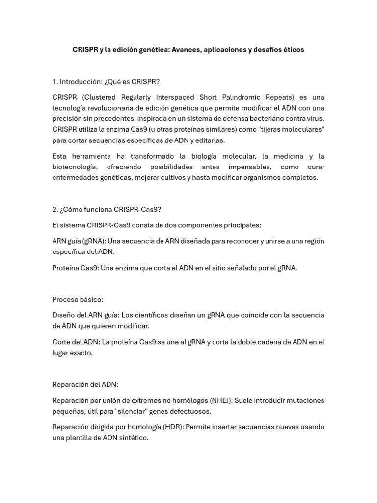 CRISPR y La Edición Genética | PDF | Crispr | Adn