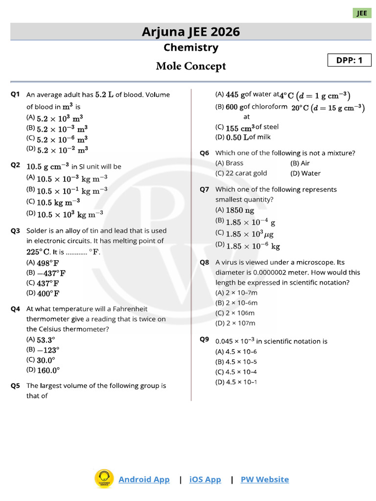DPP Chemistry CH No. 1 | PDF