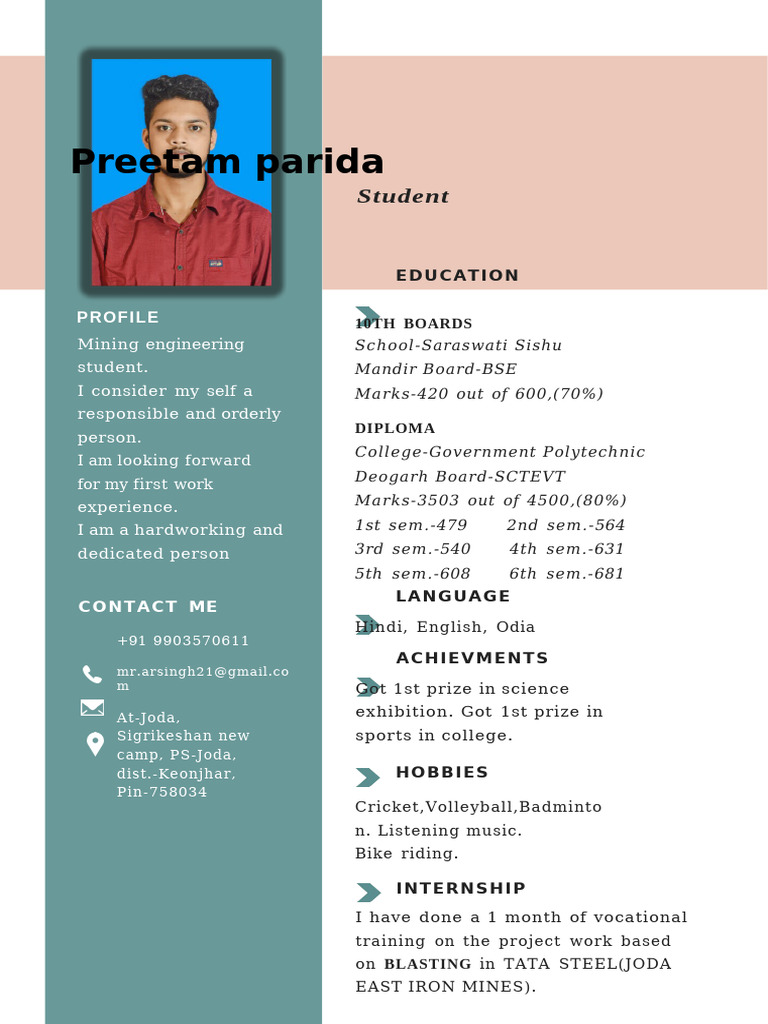 Mining Engineering Student Profile | PDF