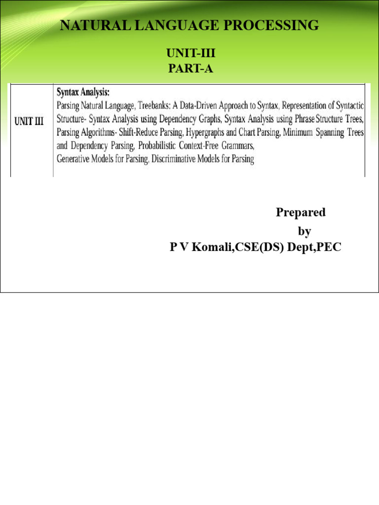 NLP Unit 3 Part A PDF | PDF | Parsing | Phrase