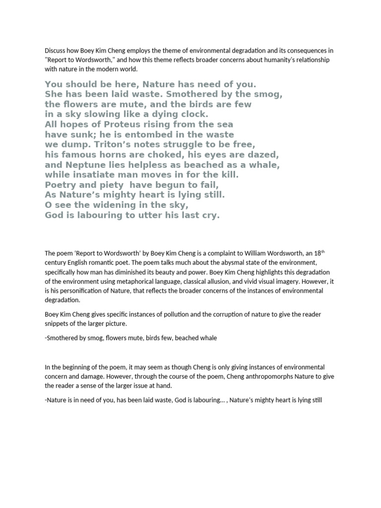 Report To Wordsworth | PDF