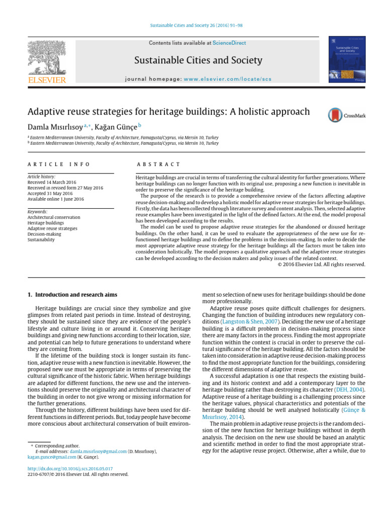 Adaptive Reuse Strategies for Heritage b | PDF | Decision Making | Science