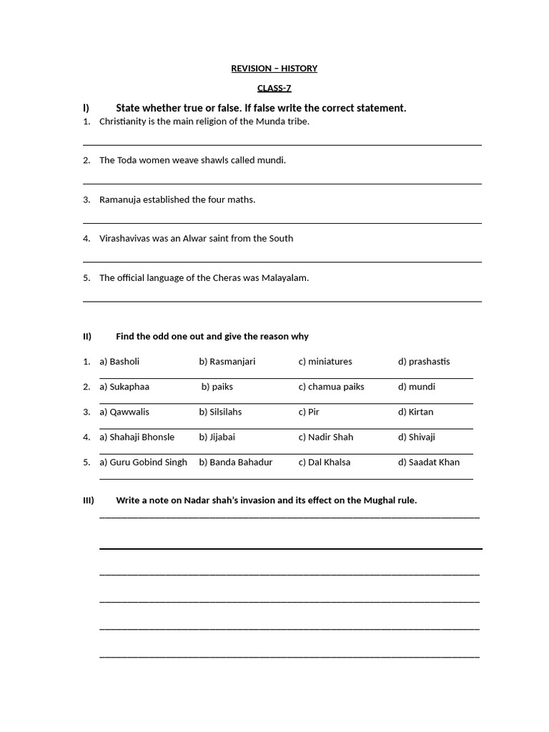 Class 7 Revision History | PDF