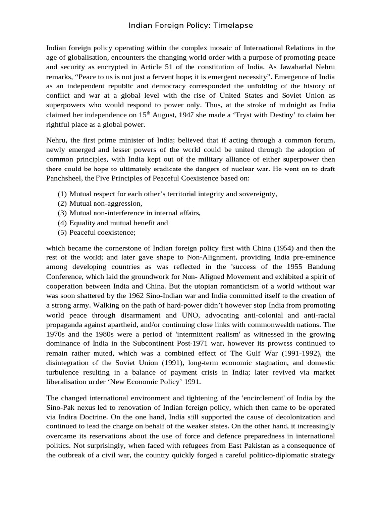 DSE B1-Indian Foreign Policy | PDF | Jawaharlal Nehru | Global Politics