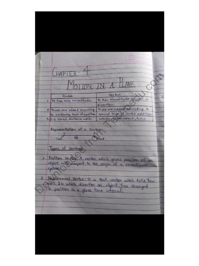 Class 11, Motion in a Plane, Chapter 4 Physics | PDF