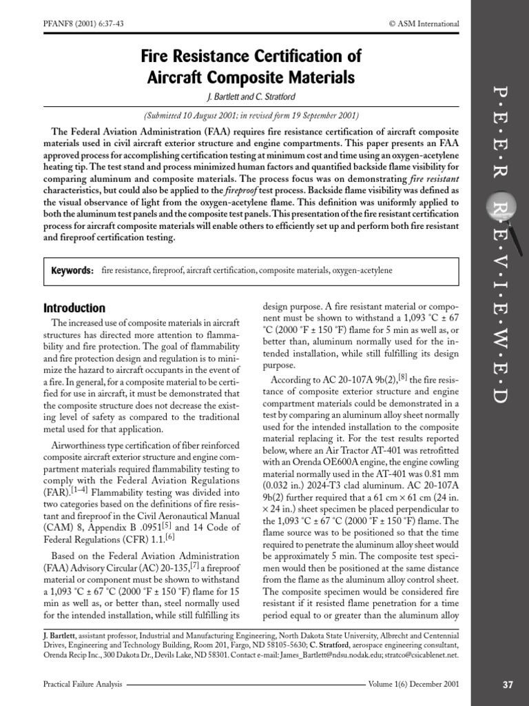 Fire Resistance Testing for Aircraft Composites | PDF | Federal ...