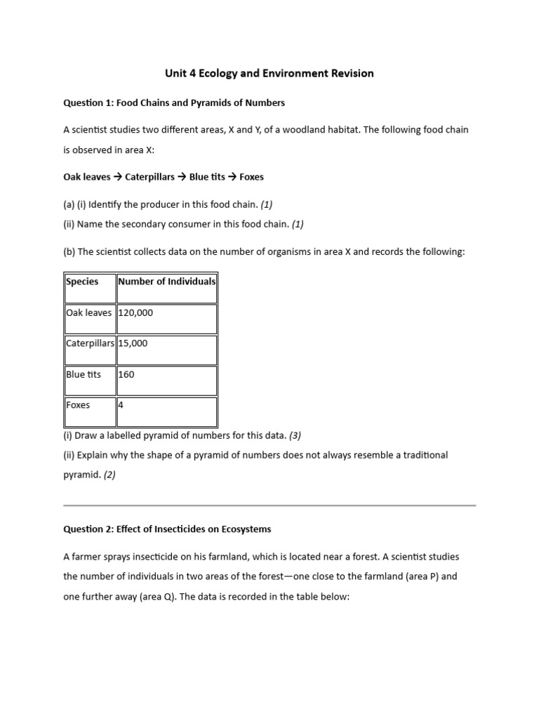 Revision Ecology and the environment | PDF | Food Web | Flowers