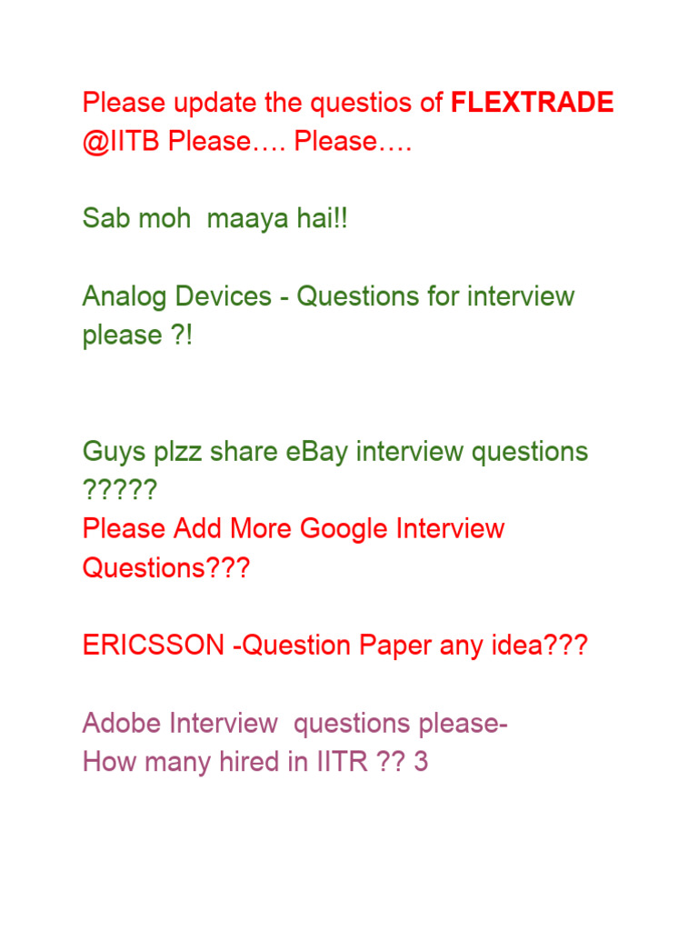 InterviewExperiences2013 2014 | PDF | String (Computer Science) | Function (Mathematics)