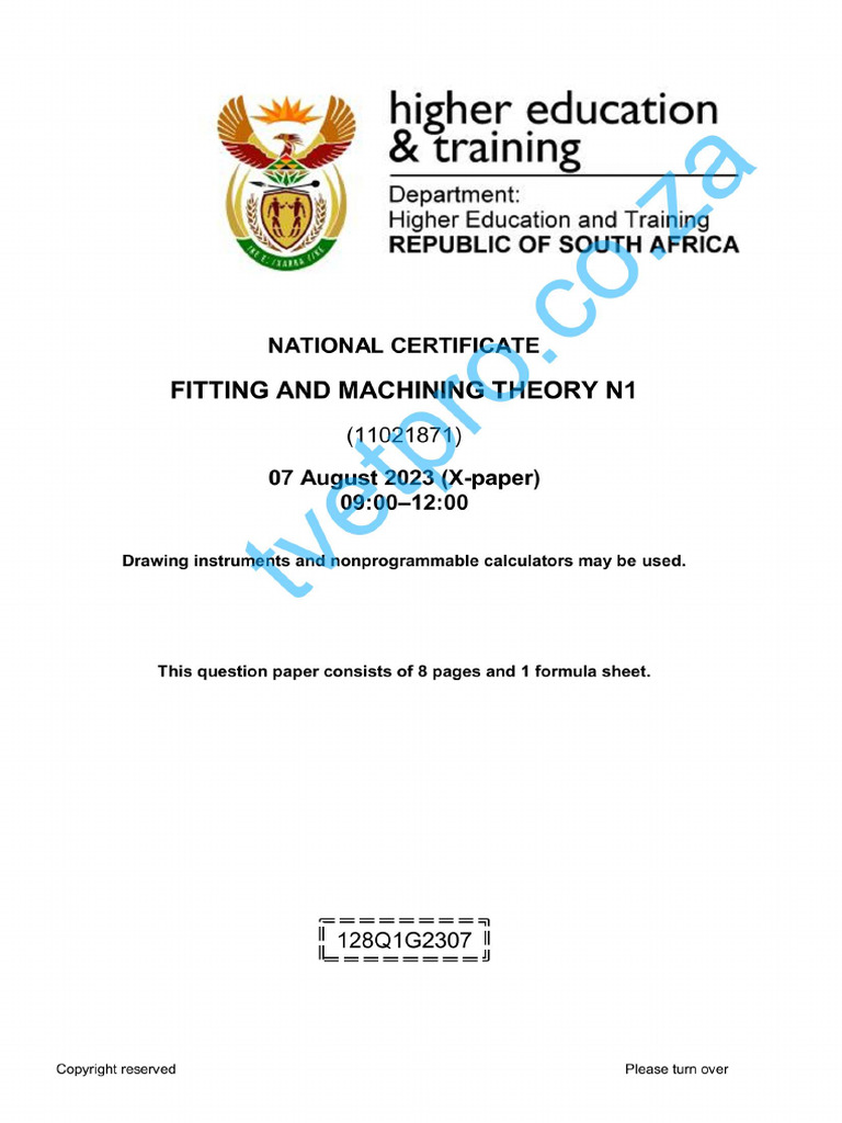 2023 T690 Fitting and Machining Theory N1 QP Aug | PDF
