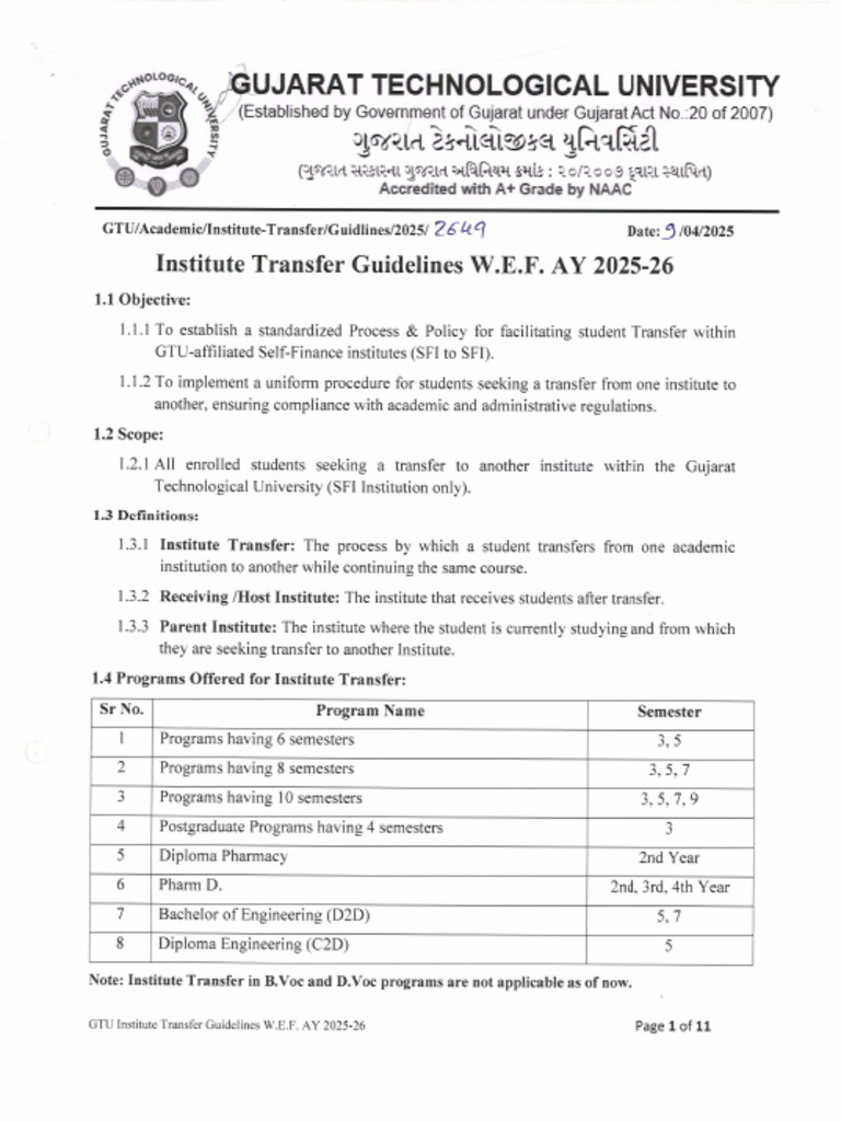 Institute Transfer Guidlines-2025 - 770521 | PDF | Career And Technical Education | Educational ...
