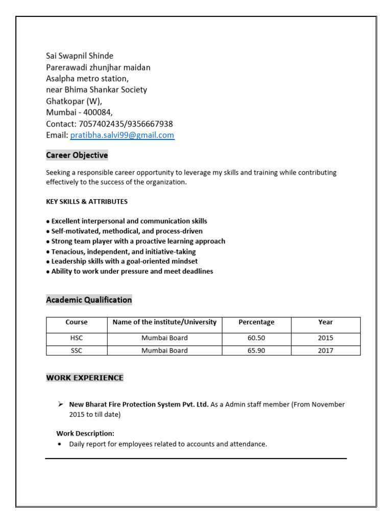 Sai Shinde Resume 2025 | PDF