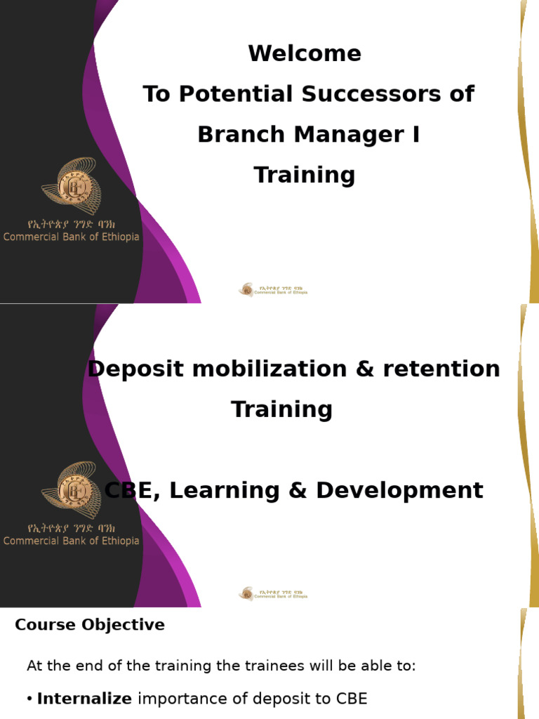 Deposit Mobilization Training Overview | PDF | Employee Retention | Banks